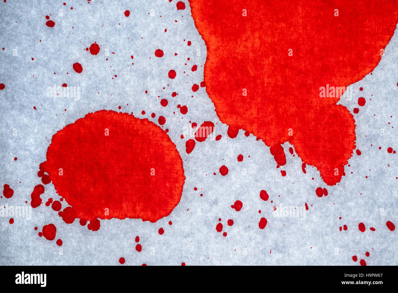 Blood stains on white paper, abstract background for violence, murder ...