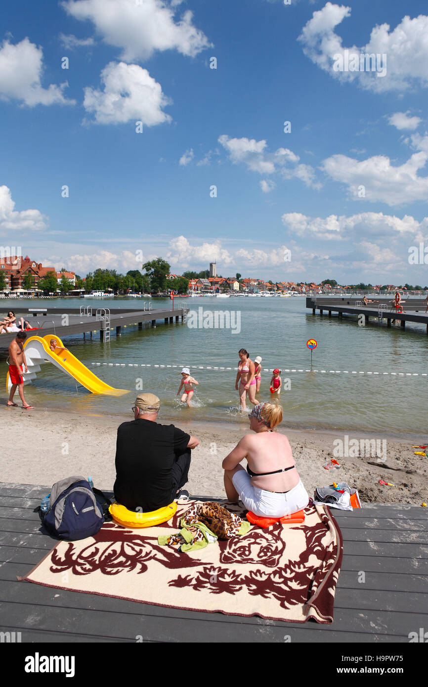 new built bathing beach in Mikolajki (Nikolaiken) poland, europe Stock ...