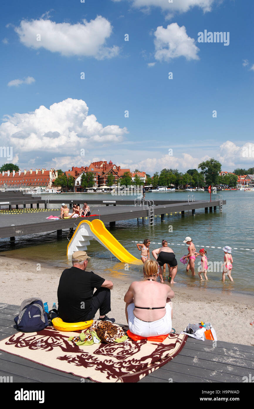 new built bathing beach in Mikolajki (Nikolaiken) poland, europe Stock ...