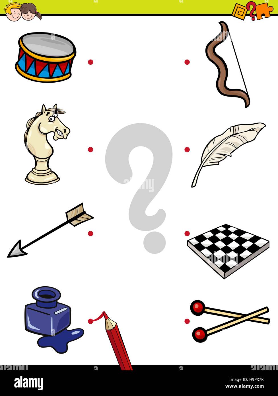 Cartoon Illustration of Education Element Matching Game for Children ...