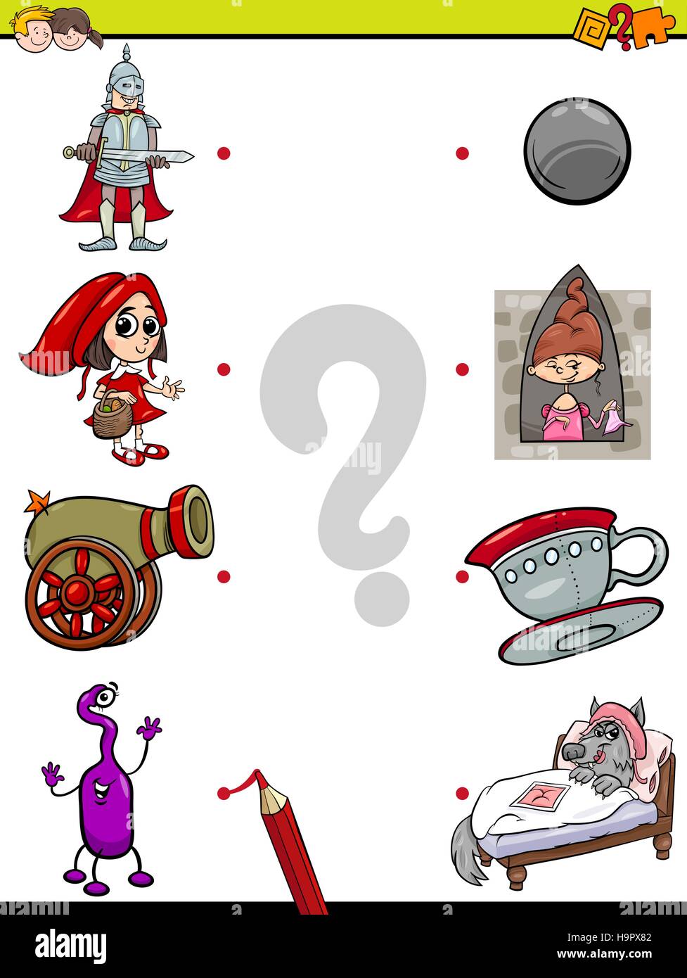 Cartoon Illustration of Education Pictures Matching Game for Children ...