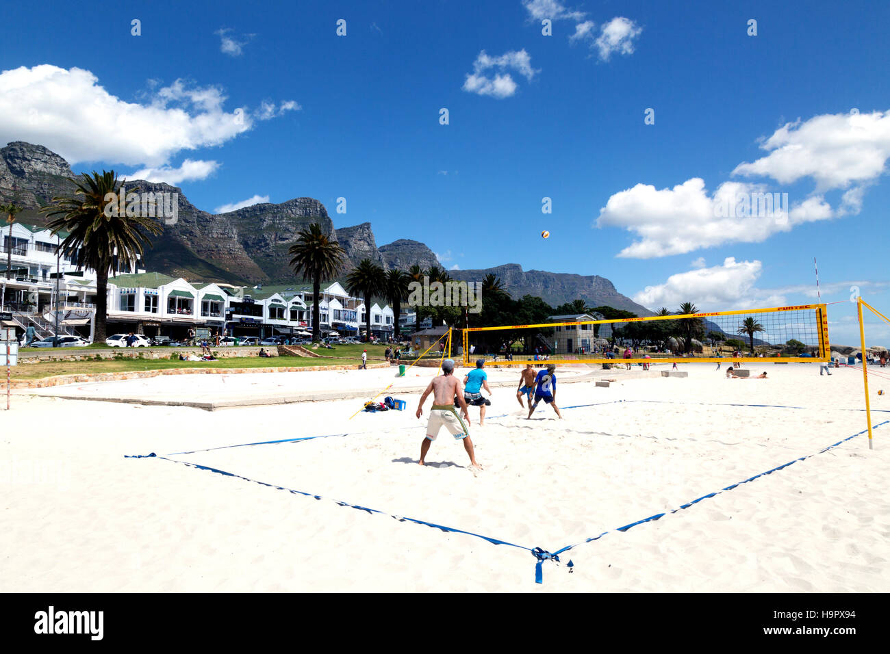 Beach volleyball on Camps Bay beach, Cape Town South Africa Stock Photo ...