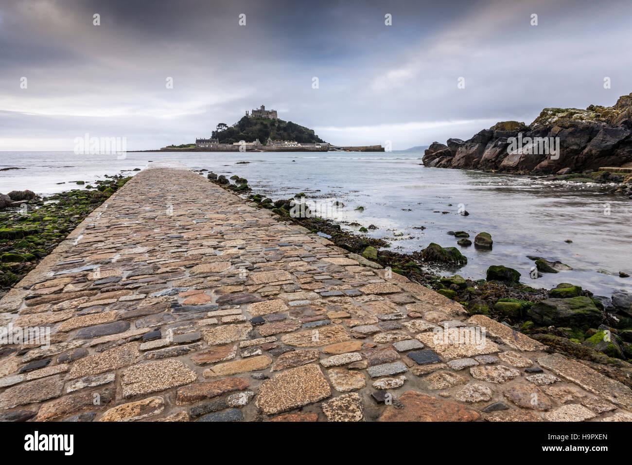 St Michael's Mount and the causeway in Cornwall, England, UK Stock ...