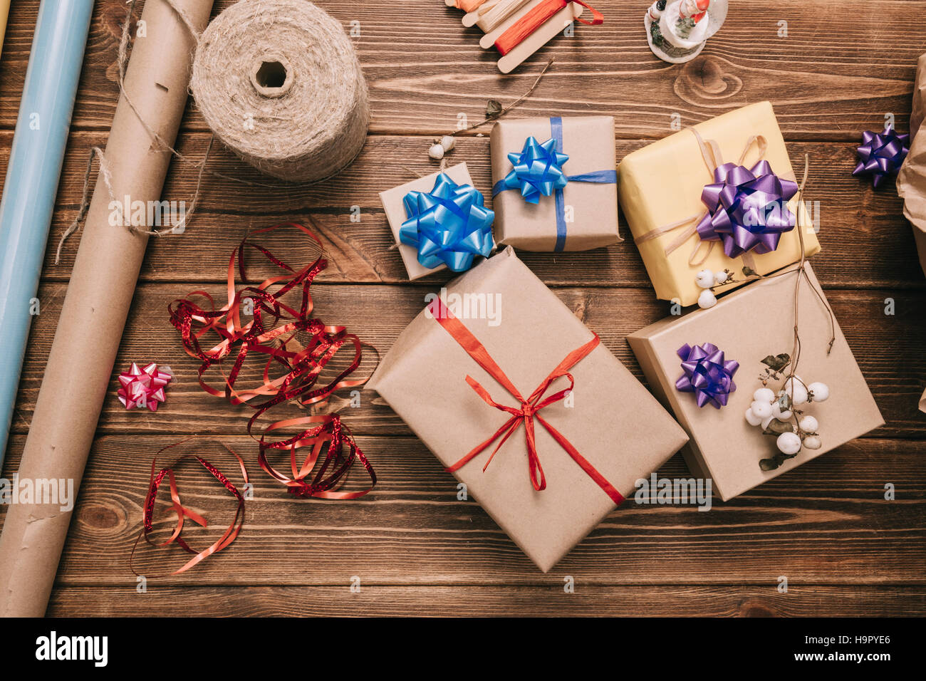 From above view of wrapped presents Stock Photo - Alamy