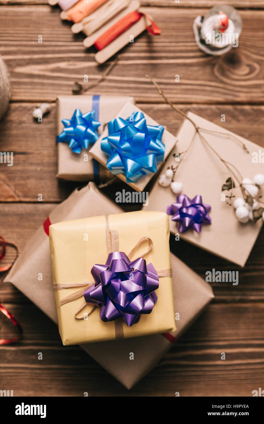 From above view of wrapped presents Stock Photo - Alamy