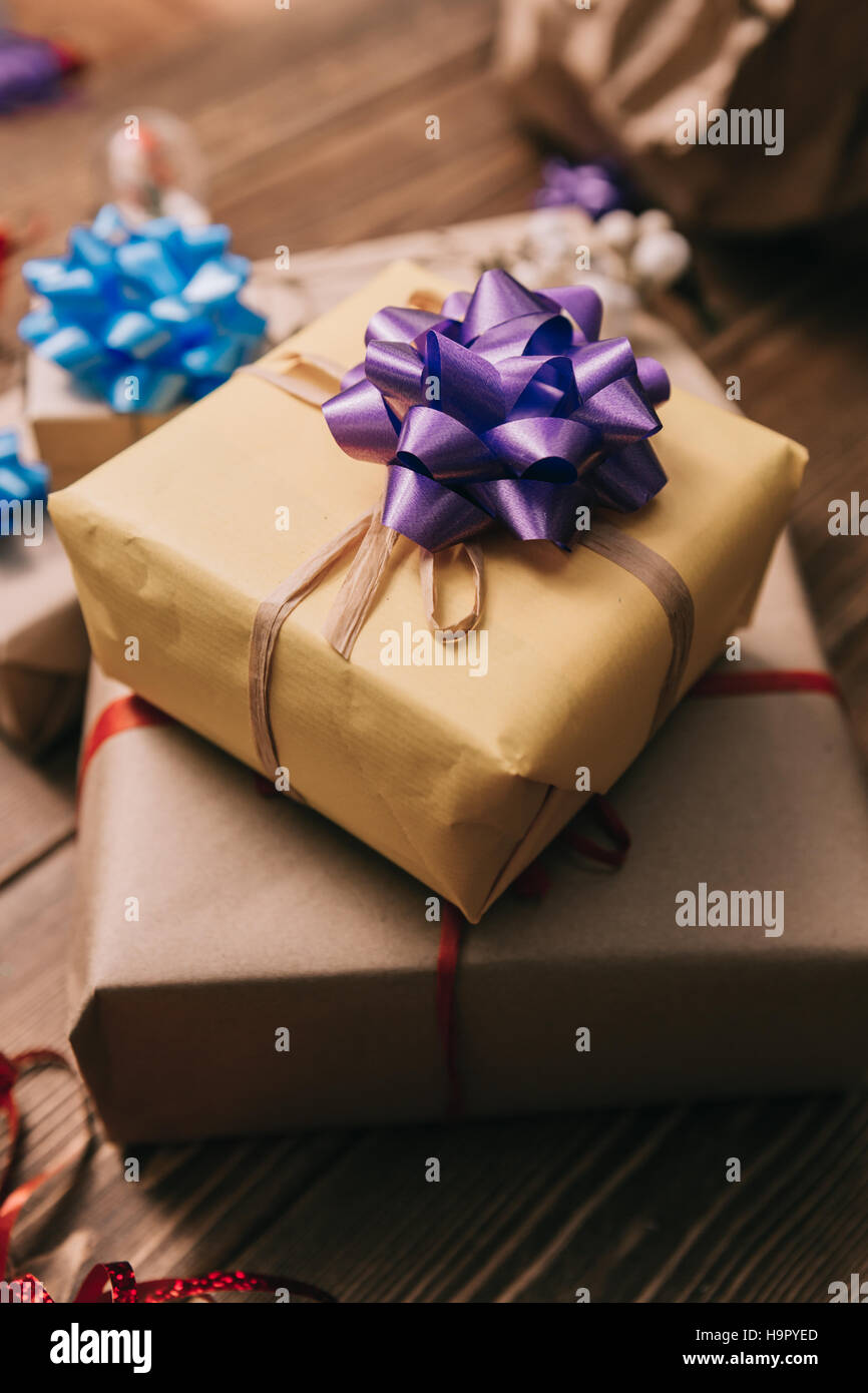 From above view of wrapped presents Stock Photo - Alamy