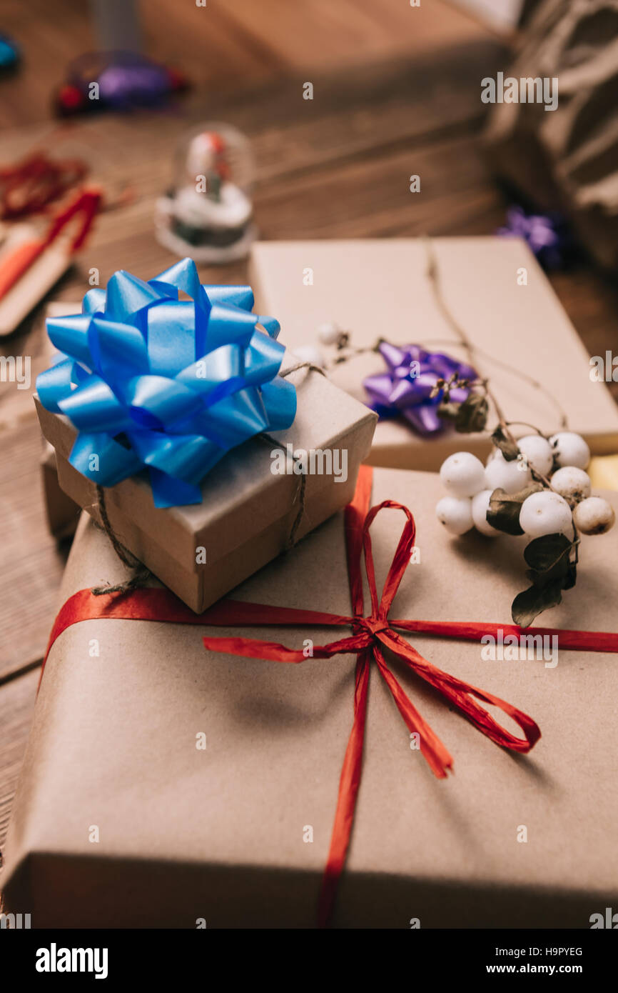 From above view of wrapped presents Stock Photo - Alamy