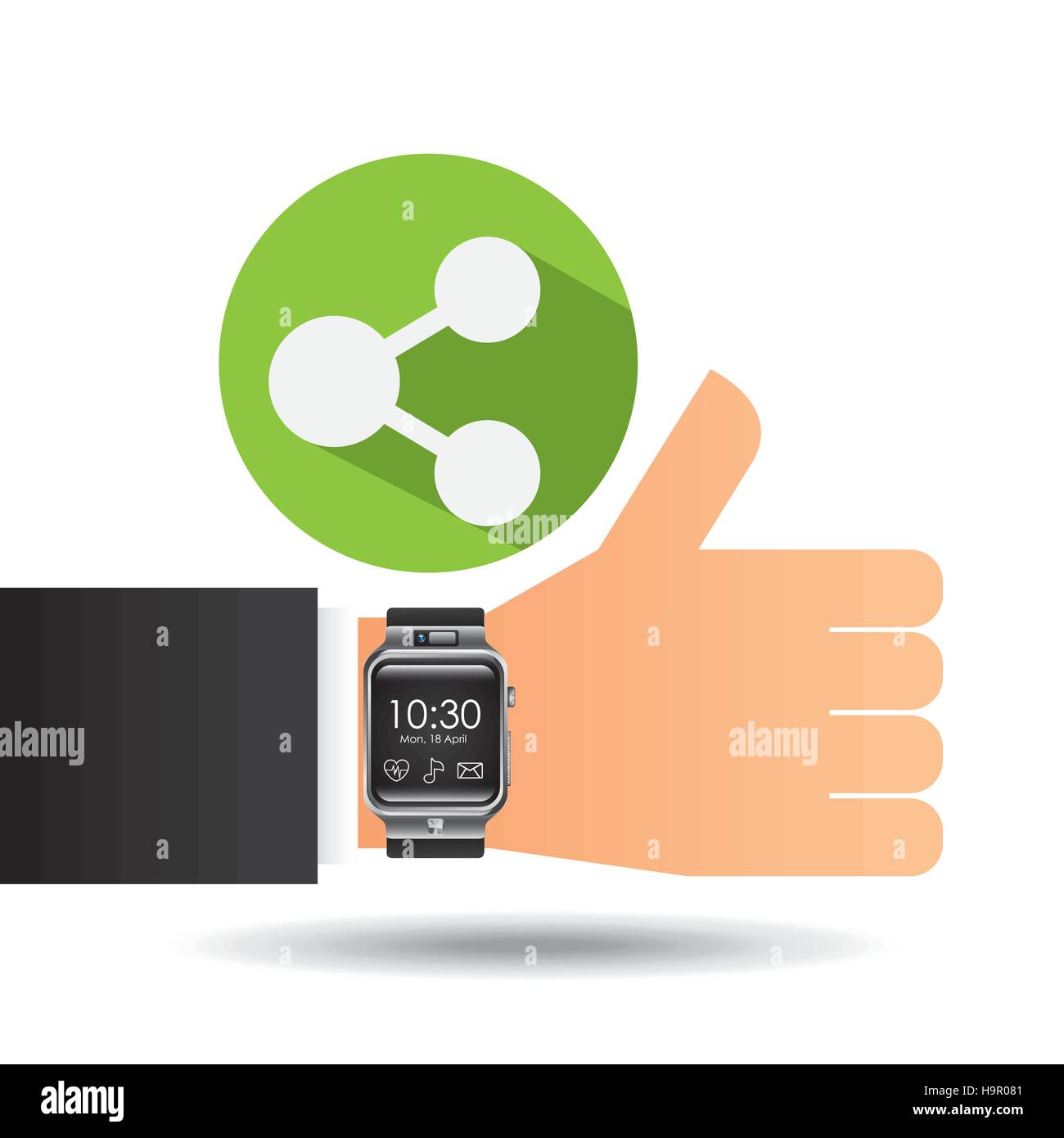smart watch on hand- share connected vector illustration eps 10 Stock ...