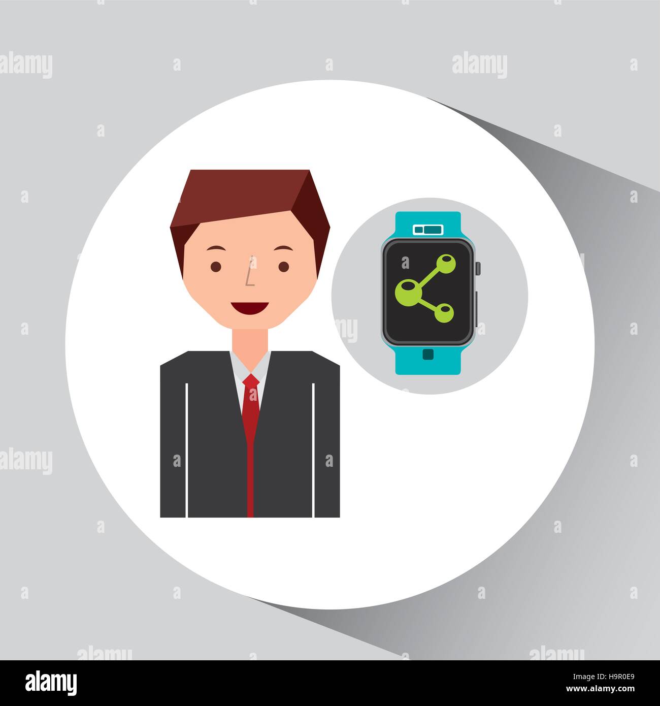 cartoon man smart watch and sharing graphic vector ilustration eps 10 ...