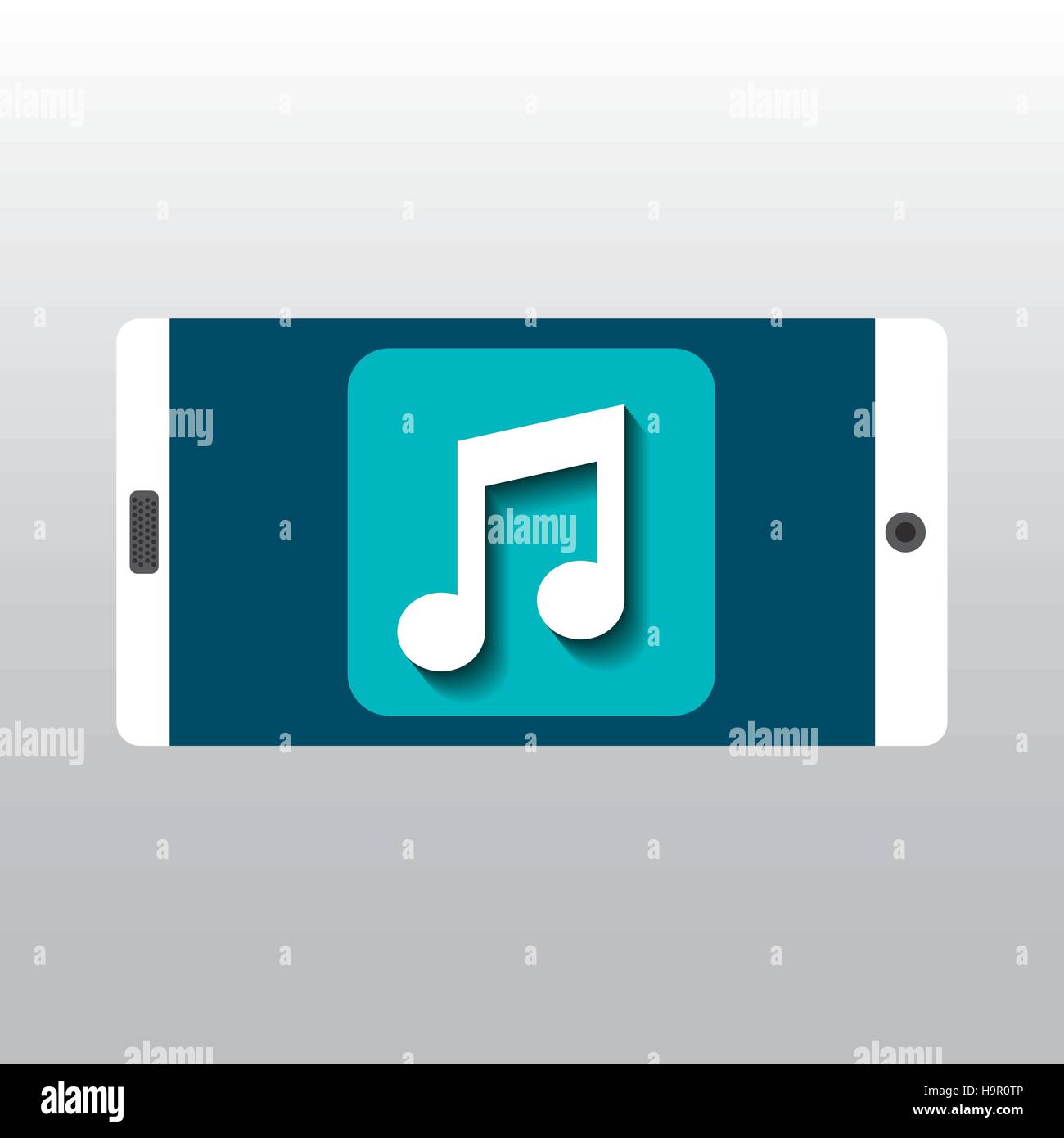 white smartphone music network digital vector illustration eps 10 Stock ...