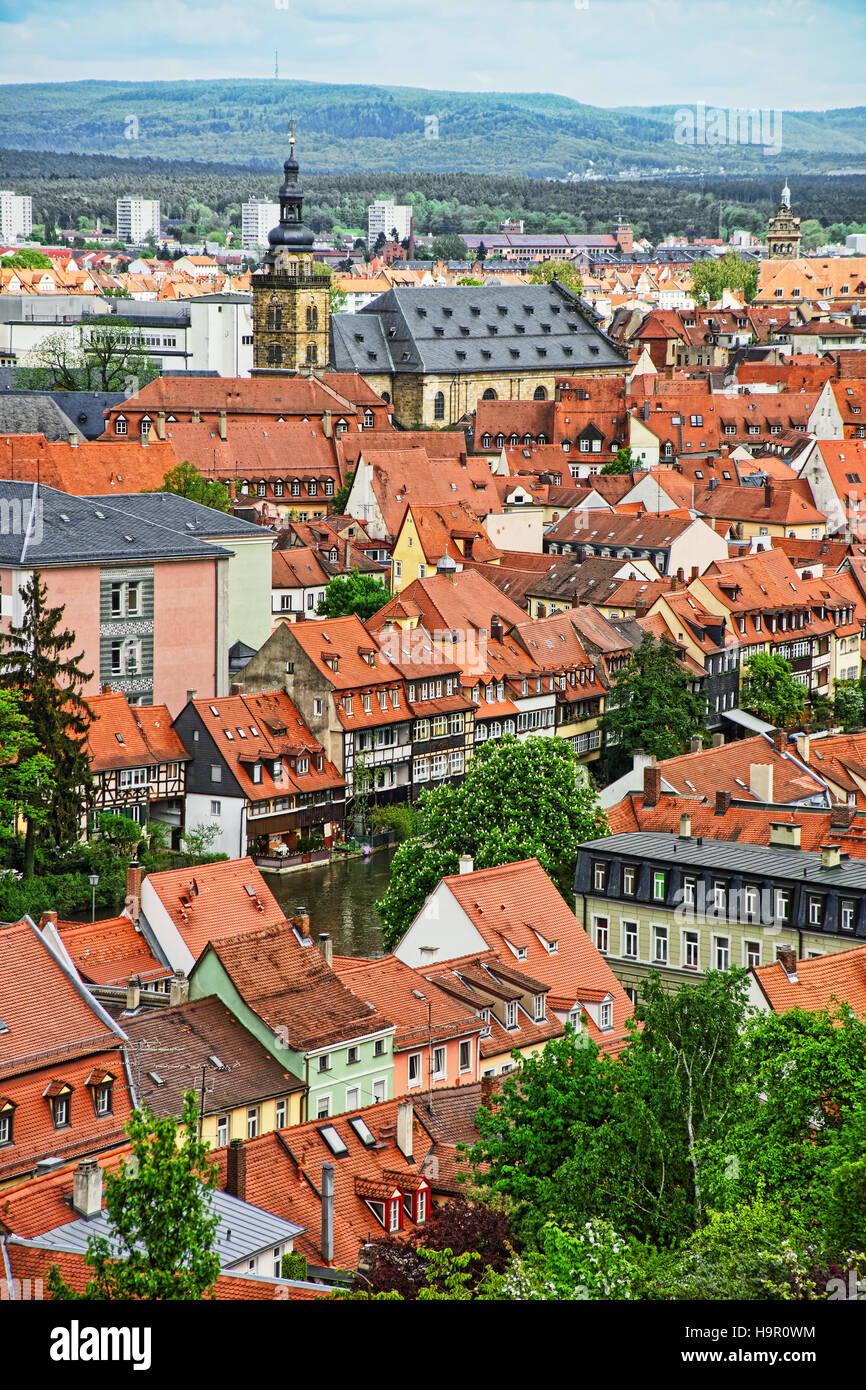 Panoramic view on Bamberg city center in Bamberg in Bavaria in Germany ...