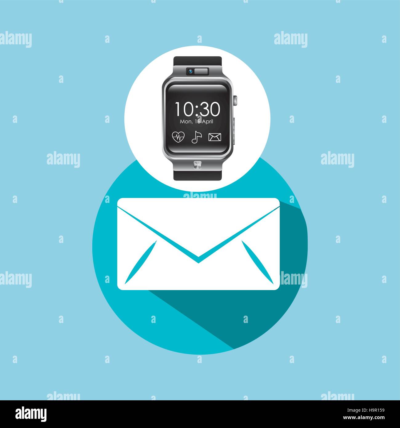 smart watch on hand-email envelope vector illustration eps 10 Stock ...