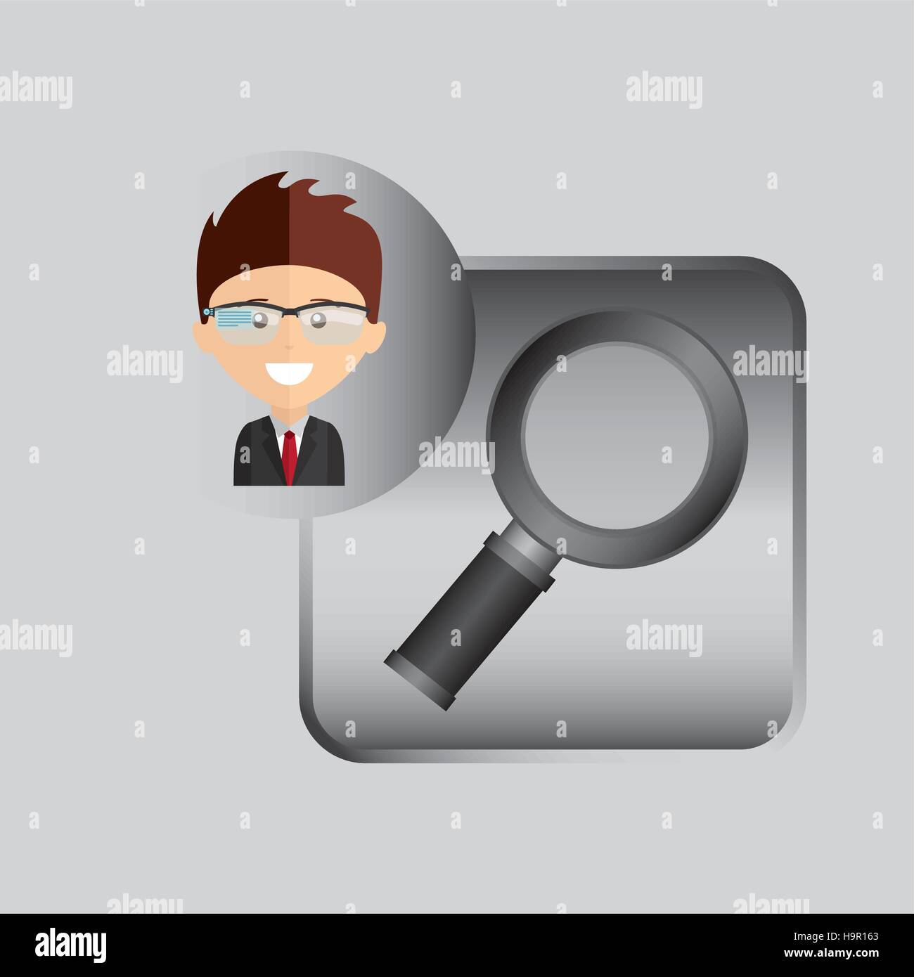 happy businessman searching network media icon vector illustration eps ...
