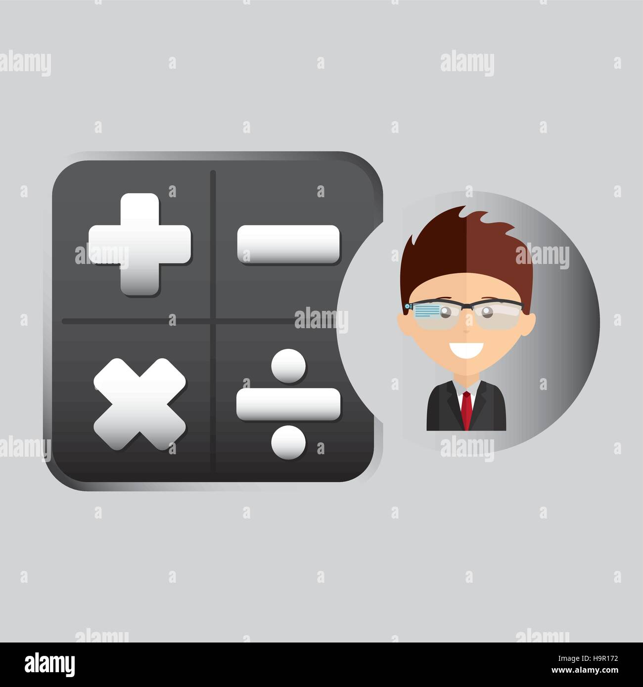 happy businessman calculator network media icon vector illustration eps ...