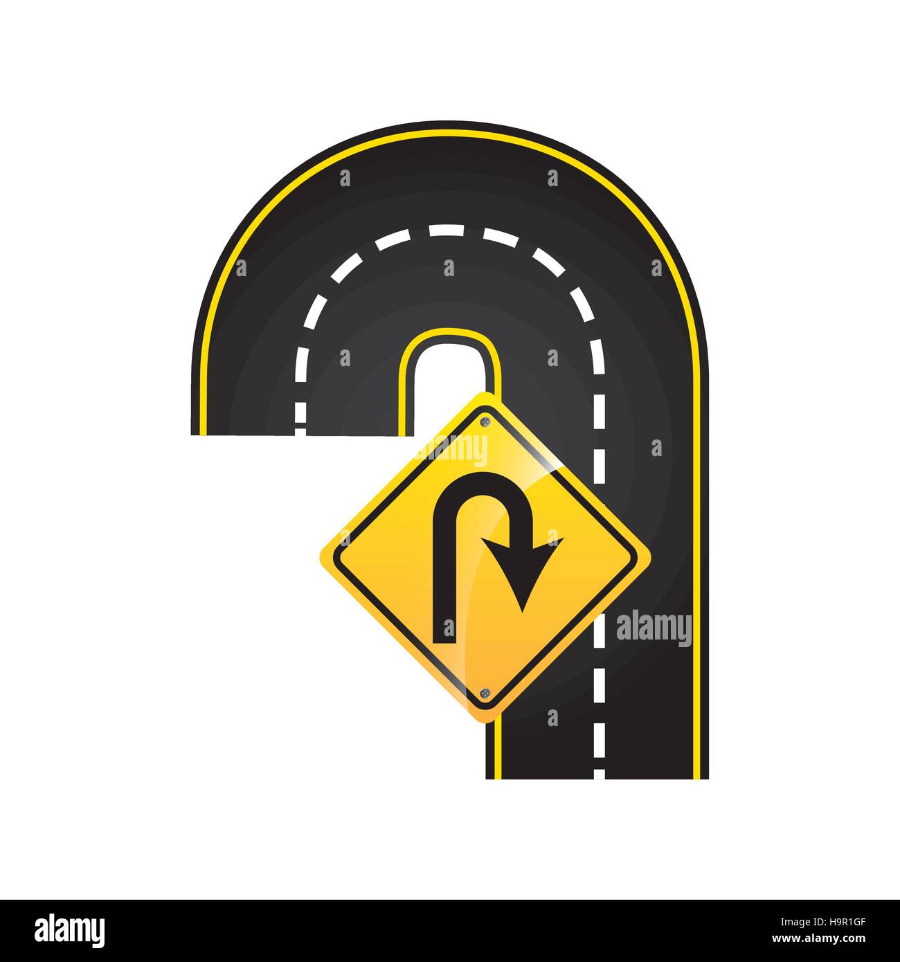 u-turn road sign concept graphic vector illustration eps 10 Stock ...