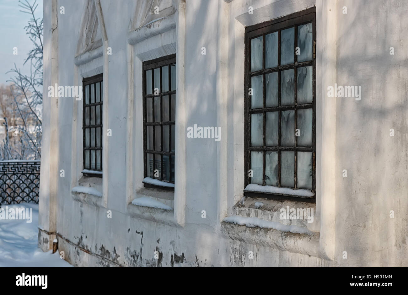 outdoor winter old retro window castle Stock Photo - Alamy