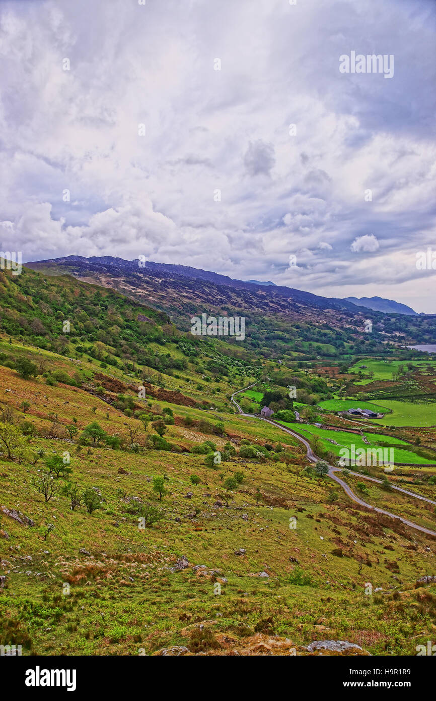 Beautiful mountains of Snowdonia National Park in North Wales of the ...