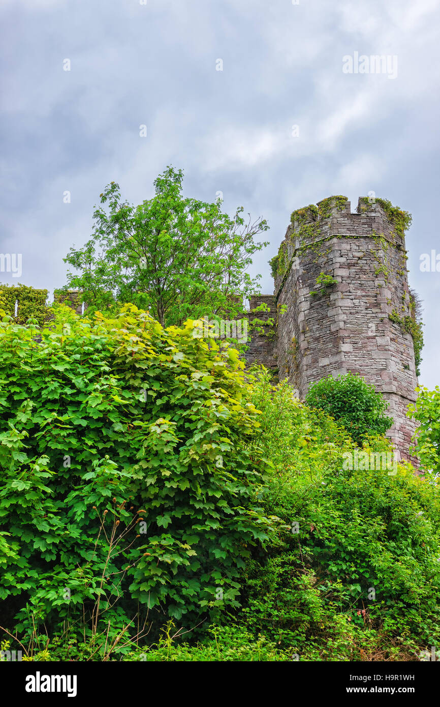 Old castle in Brecon town at Brecknockshire, in Brecon Beacons of Mid ...