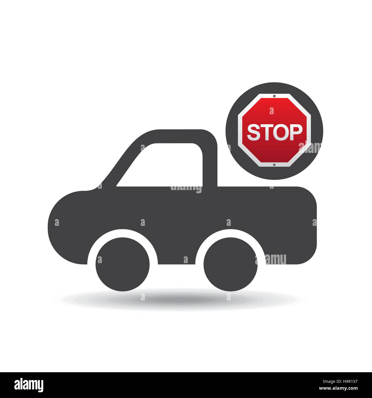 pick up truck stop road sign design vector illustration eps 10 Stock ...