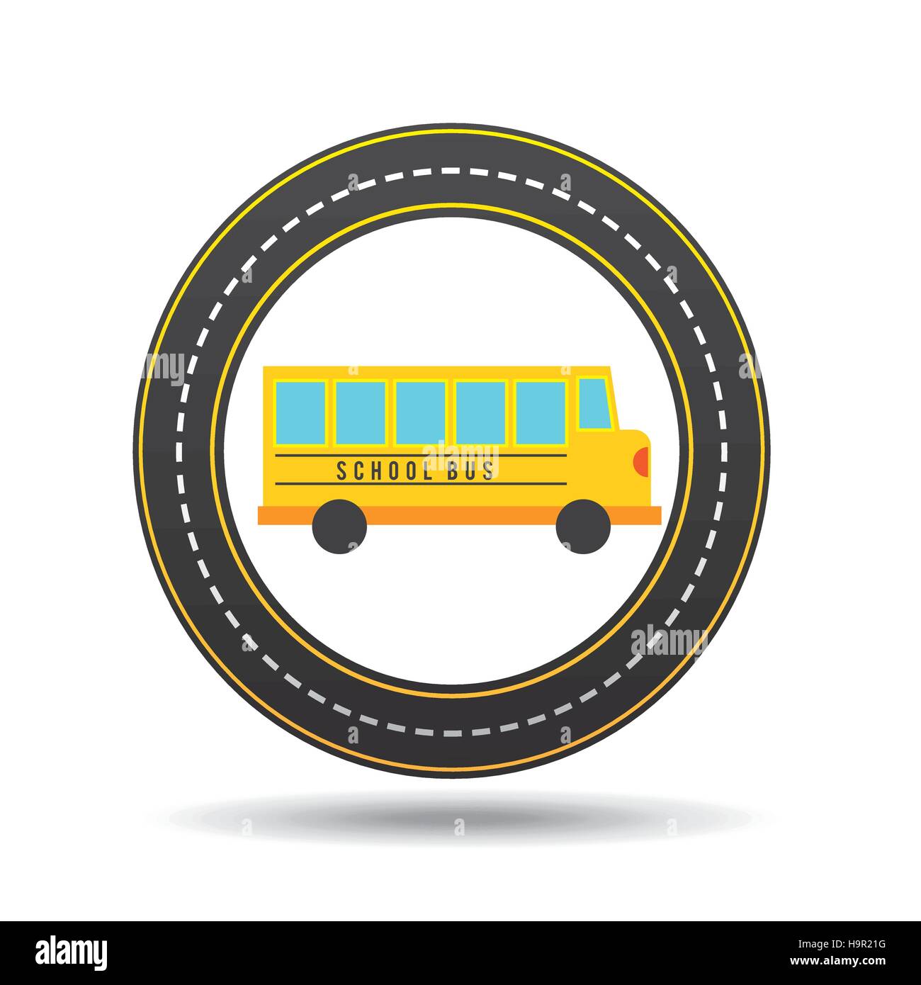 school bus circle road way design vector illustration eps 10 Stock ...