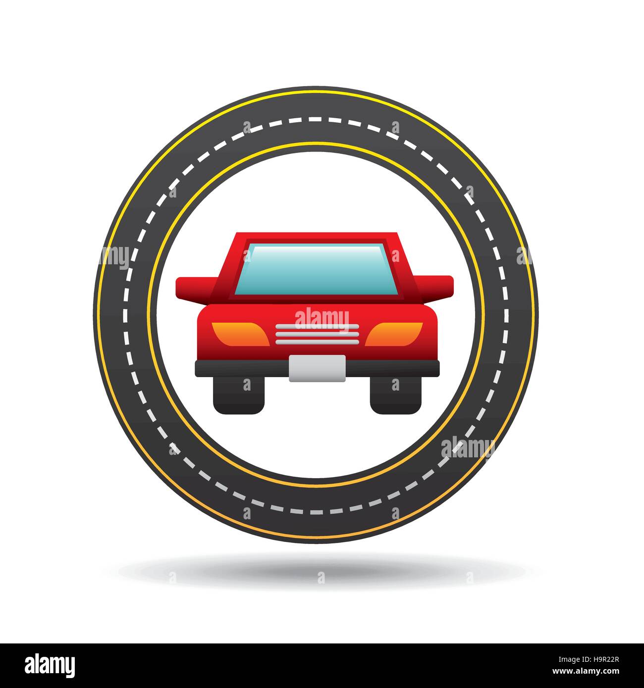 red car front circle road way design vector illustration eps 10 Stock ...