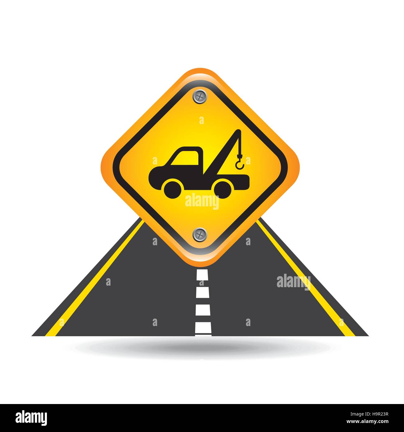 truck crane yellow road street sign vector illustration eps 10 Stock ...