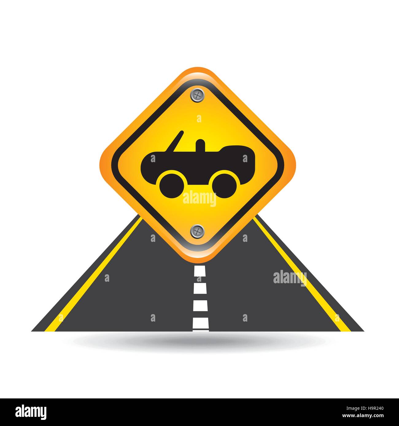 cabriolet car yellow road street sign vector illustration eps 10 Stock ...