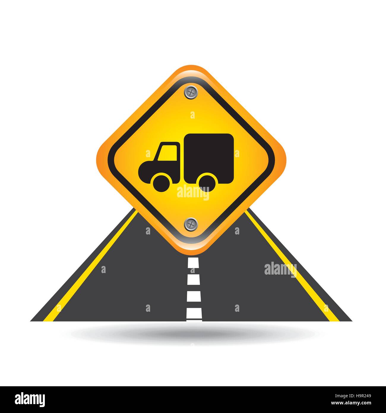 truck yellow road street sign vector illustration eps 10 Stock Vector ...