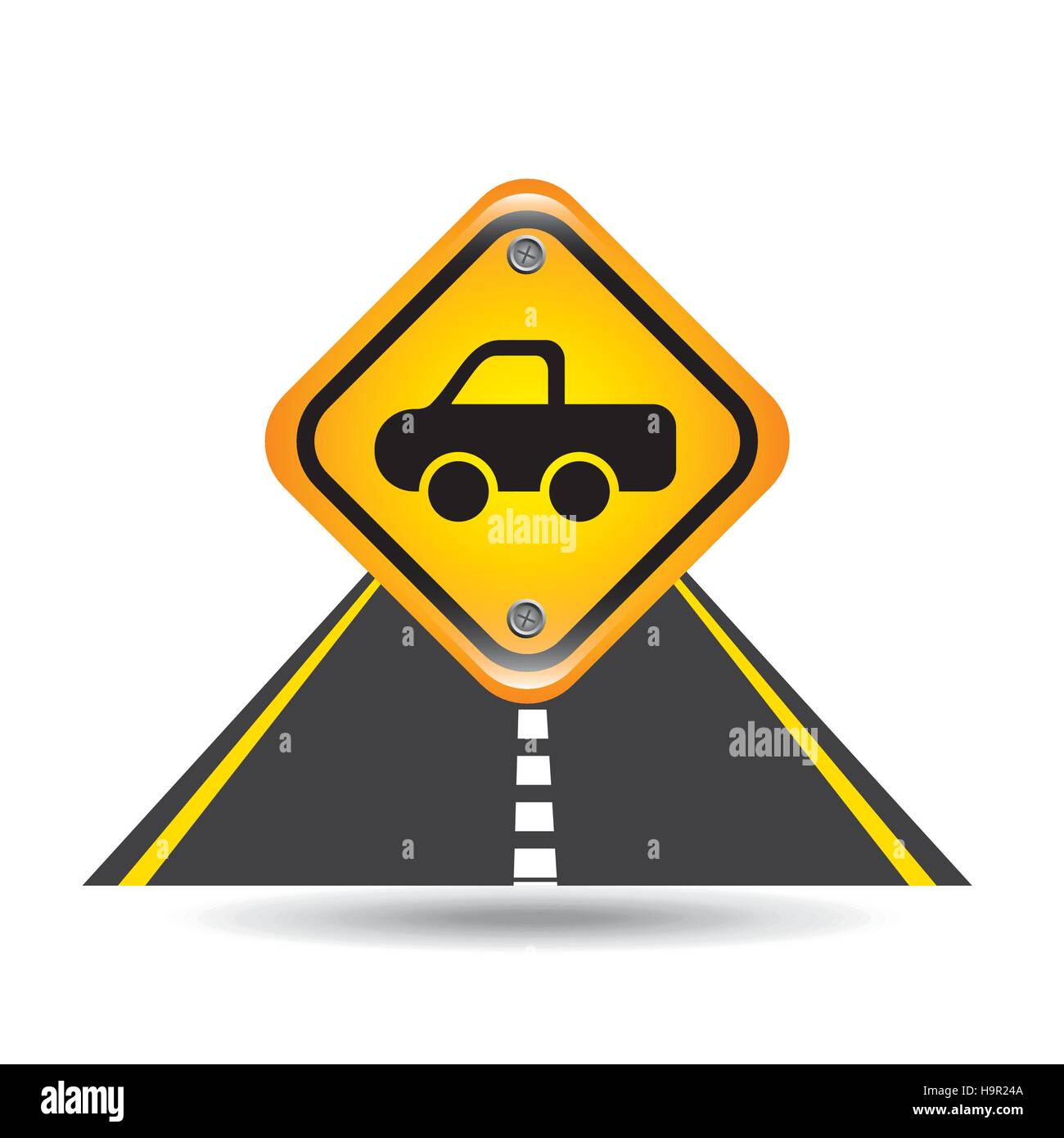 pick up truck yellow road street sign vector illustration eps 10 Stock ...
