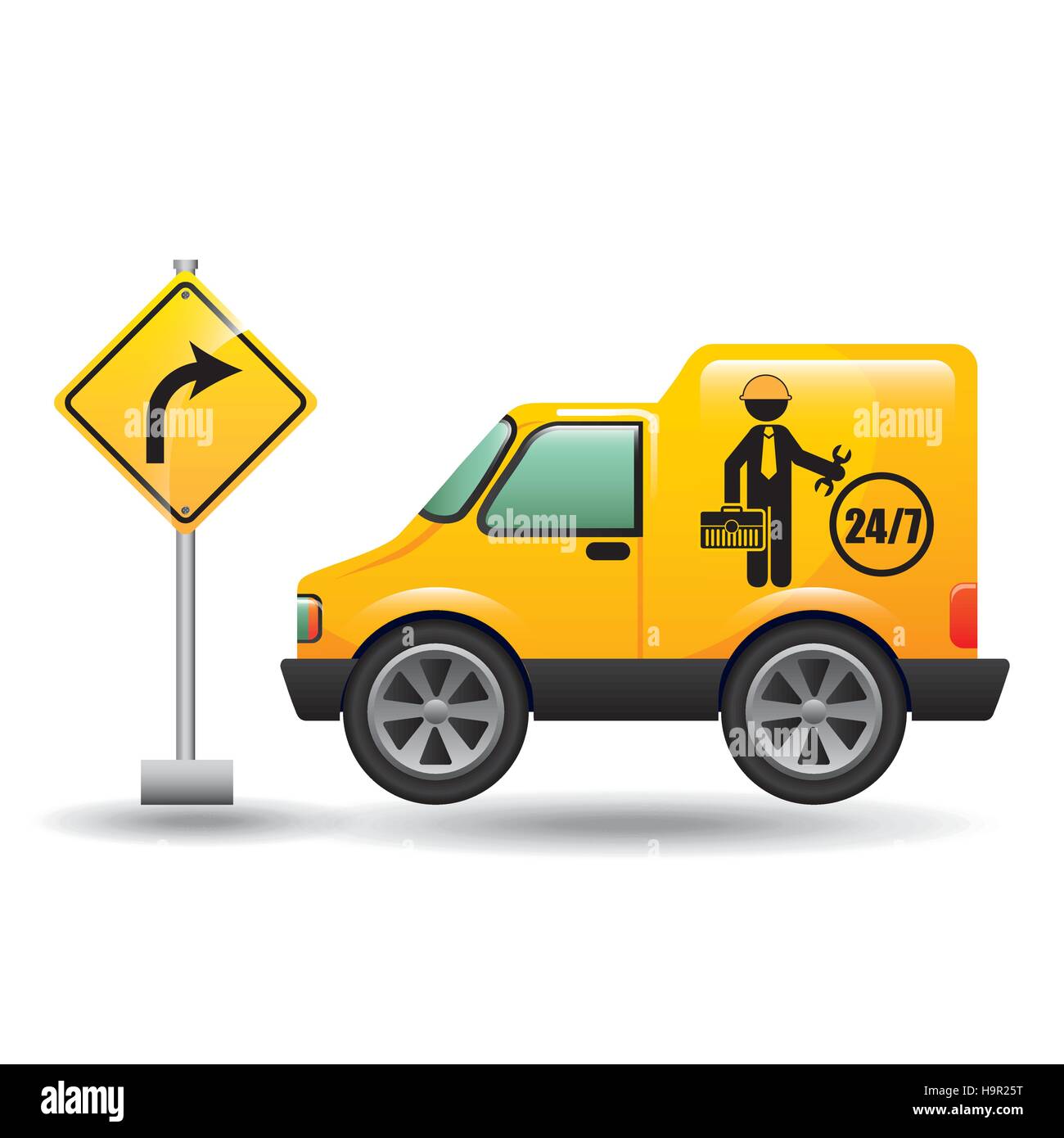 truck support service with traffic road vector illustration eps 10 ...
