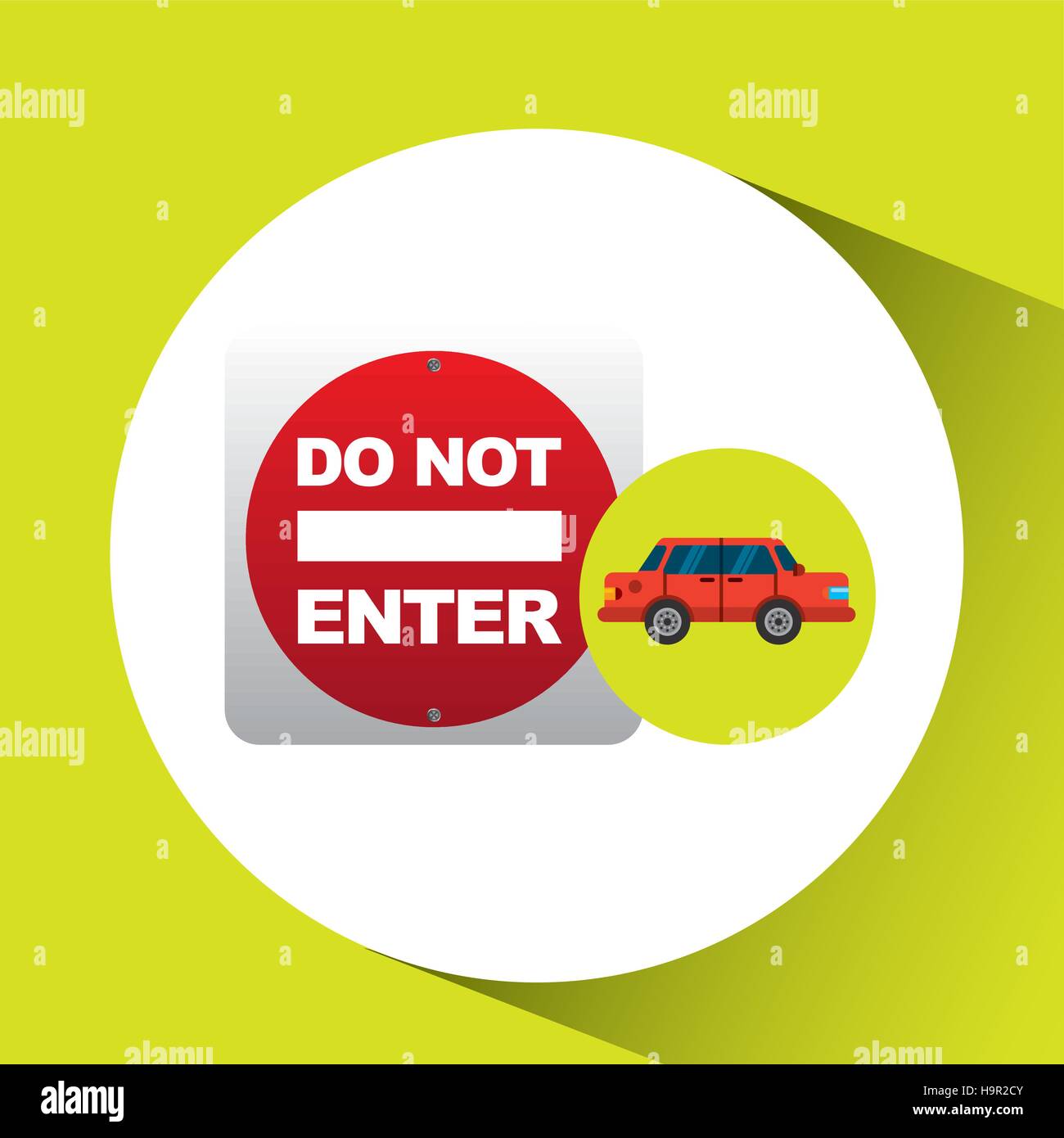 do not enter road sign sedan red vector illustration eps 10 Stock ...