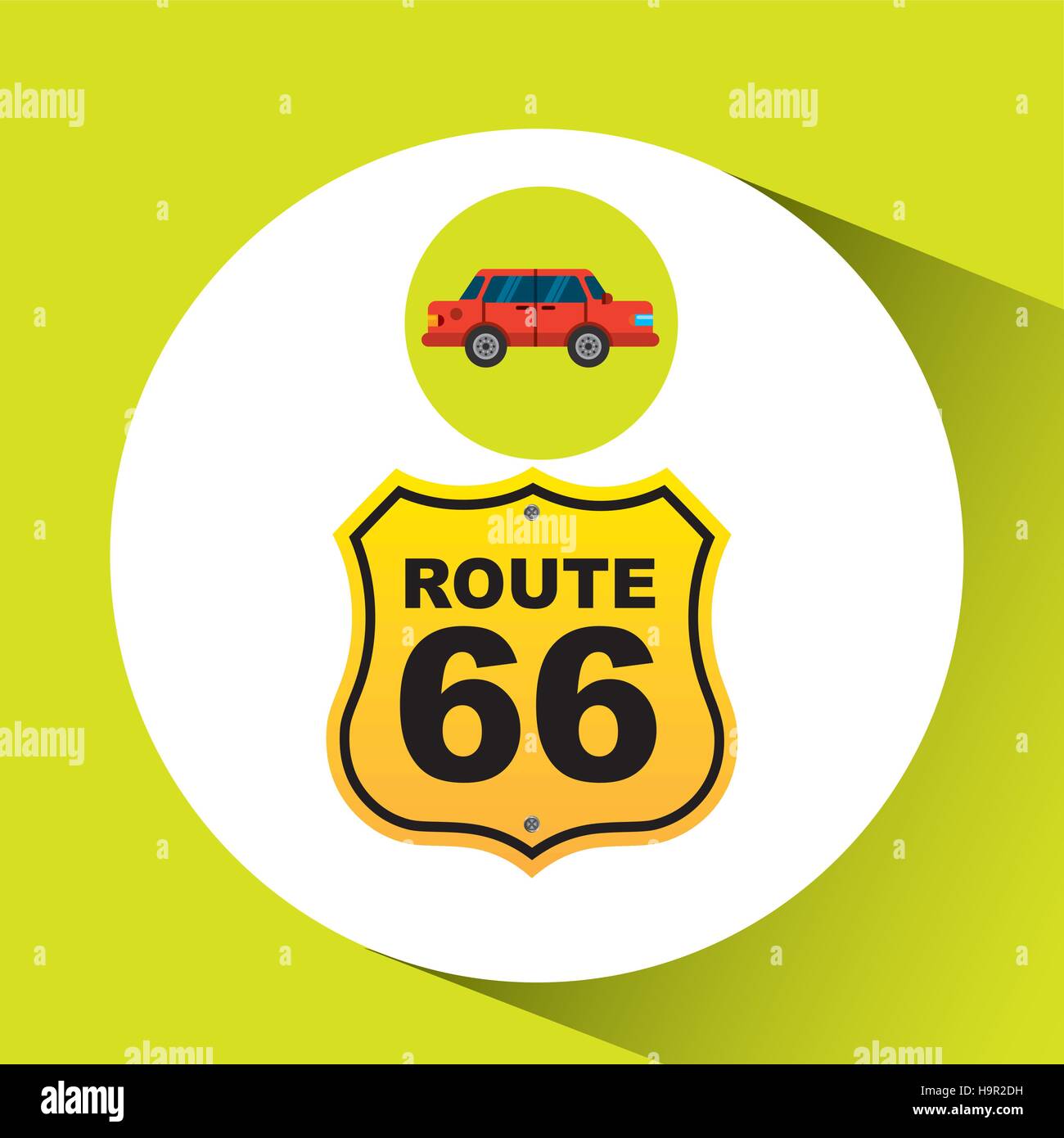 route 66 road sign sedan red vector illustration eps 10 Stock Vector ...