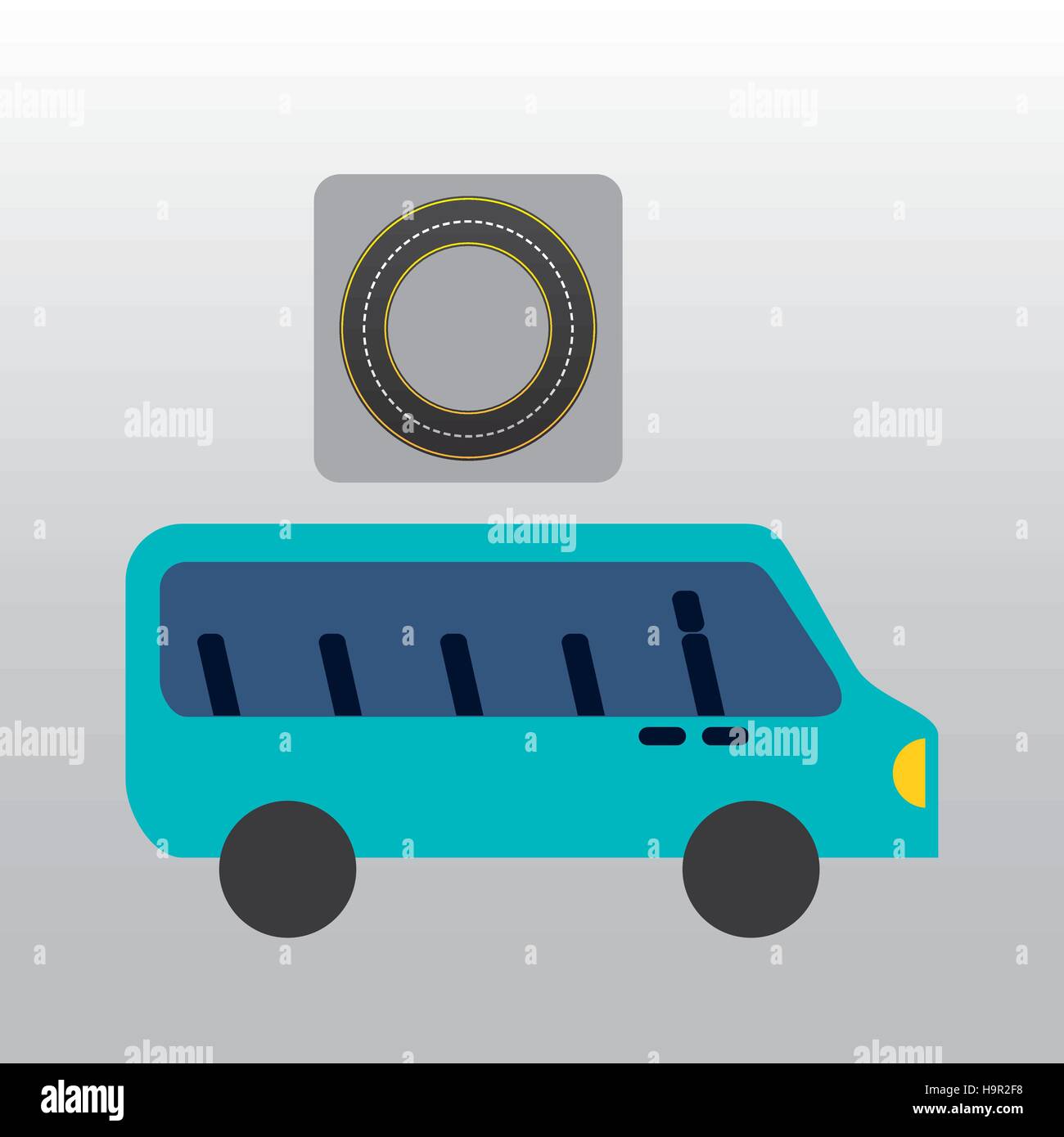 blue bus circle road way design vector illustration eps 10 Stock Vector ...