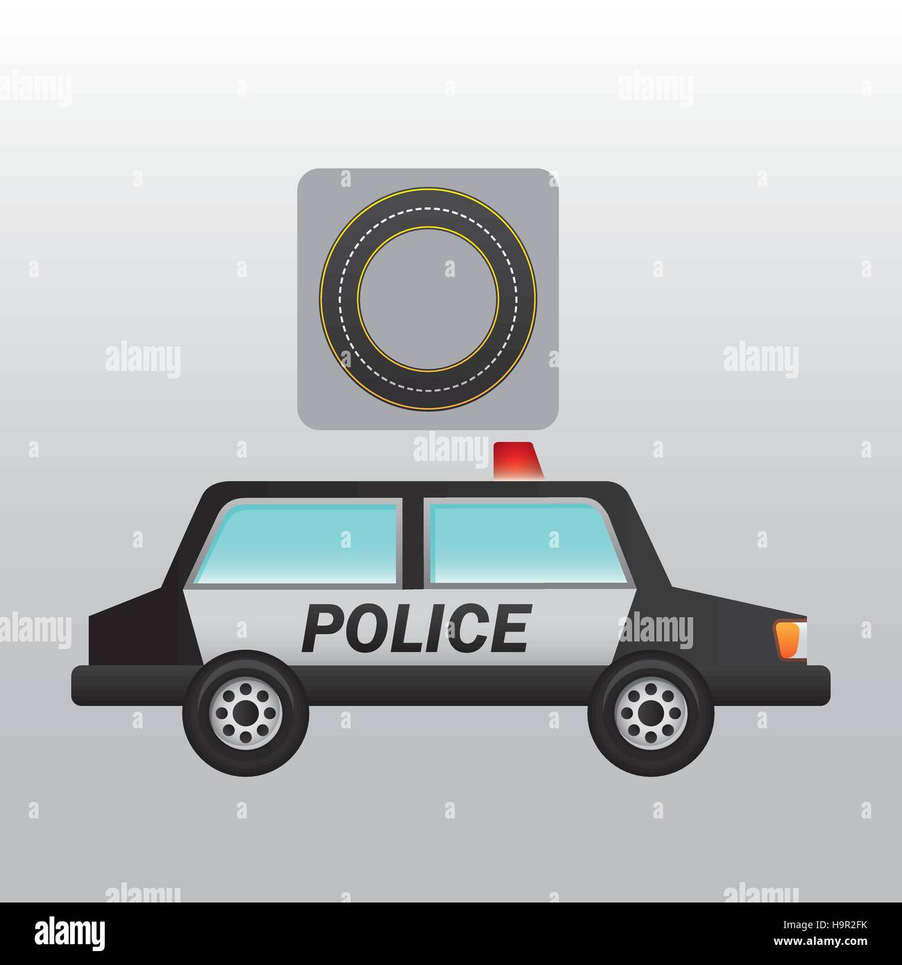 police car side circle road way design vector illustration eps 10 Stock ...