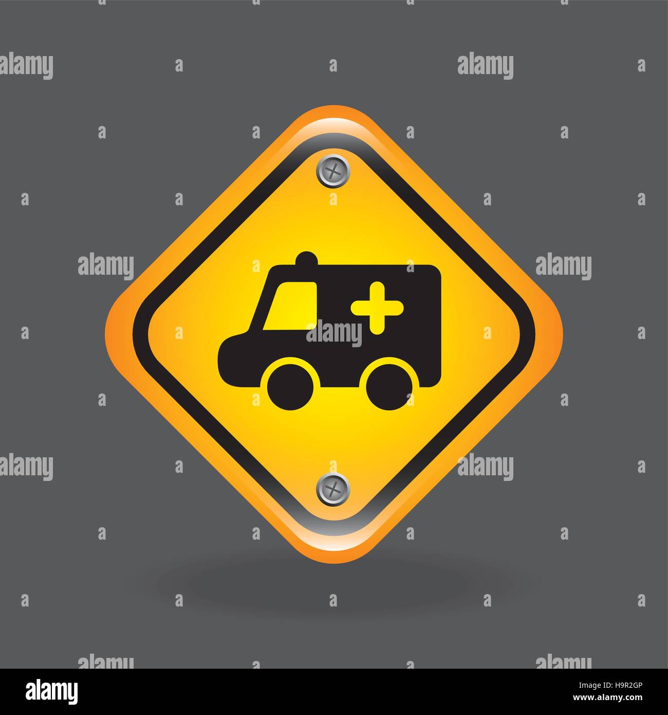 ambulance yellow road street sign vector illustration eps 10 Stock ...