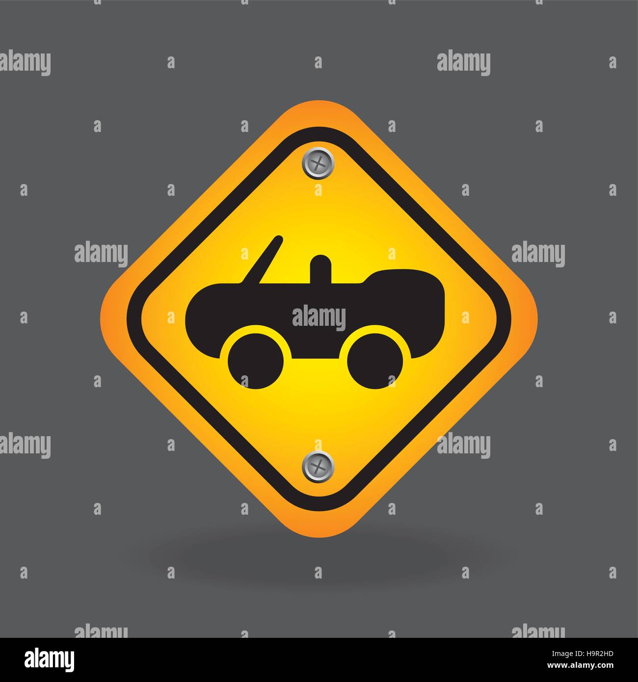 cabriolet car yellow road street sign vector illustration eps 10 Stock ...