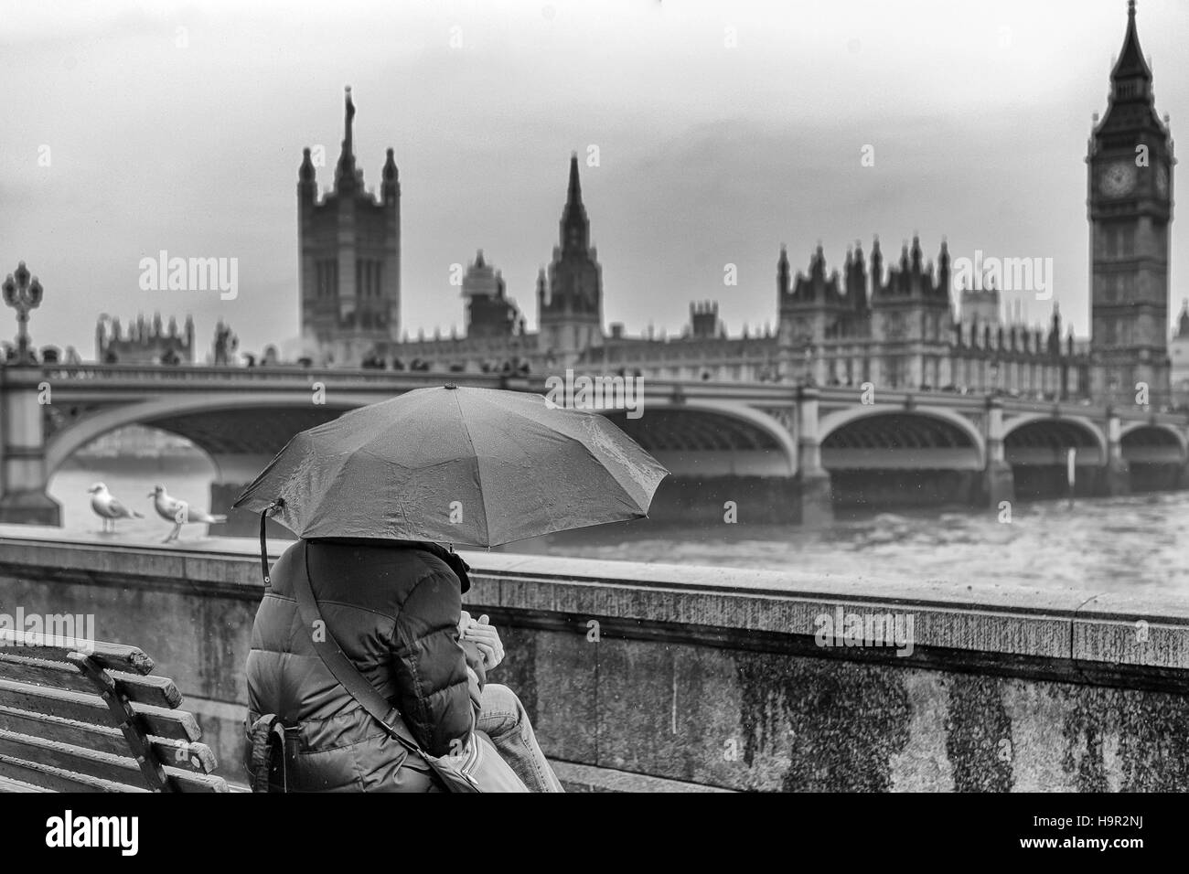 A lone tourist in the rain Stock Photo - Alamy