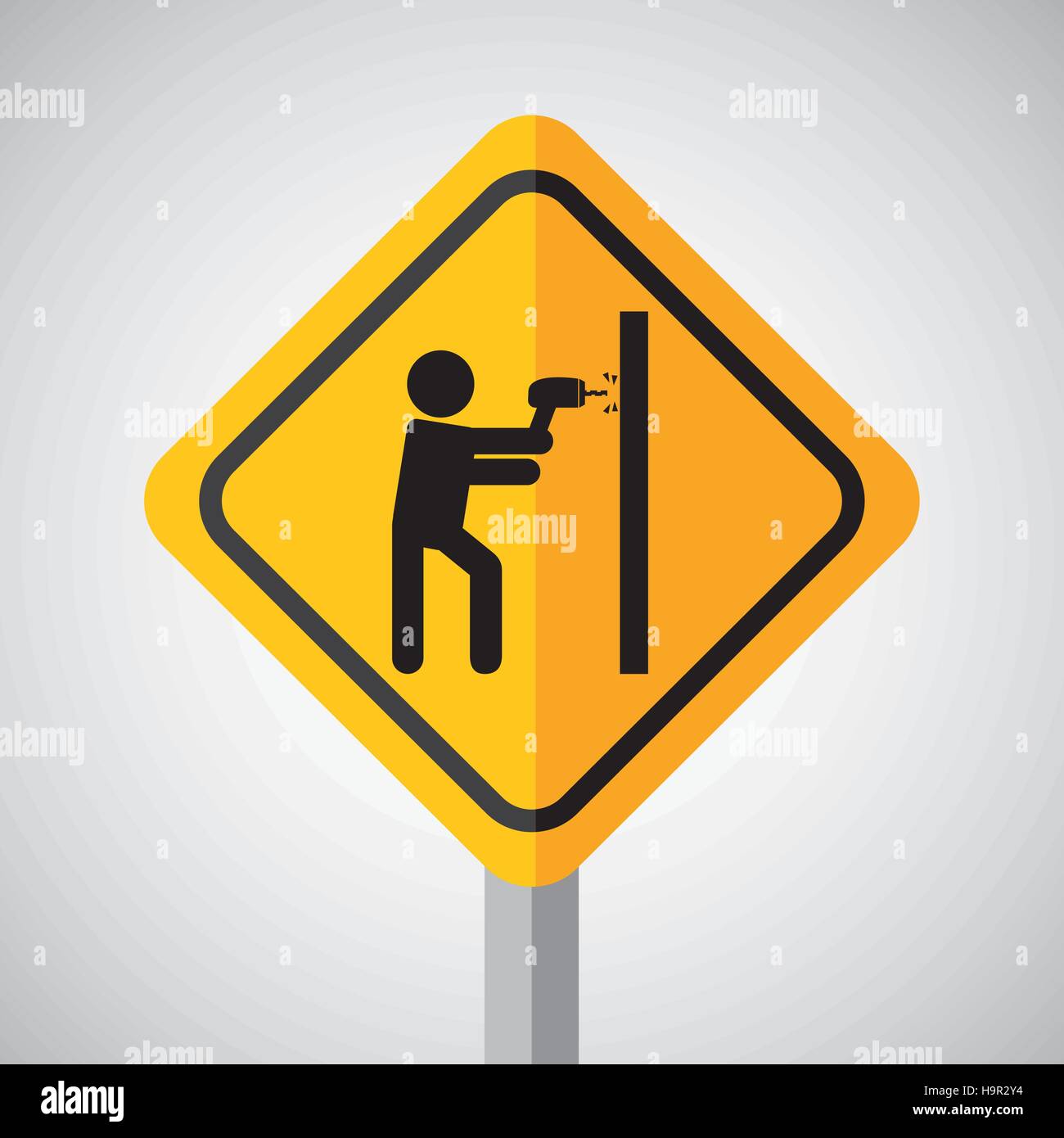 under construction road sign making hole wall vector illustration eps ... under construction road sign making hole wall vector illustration eps ...