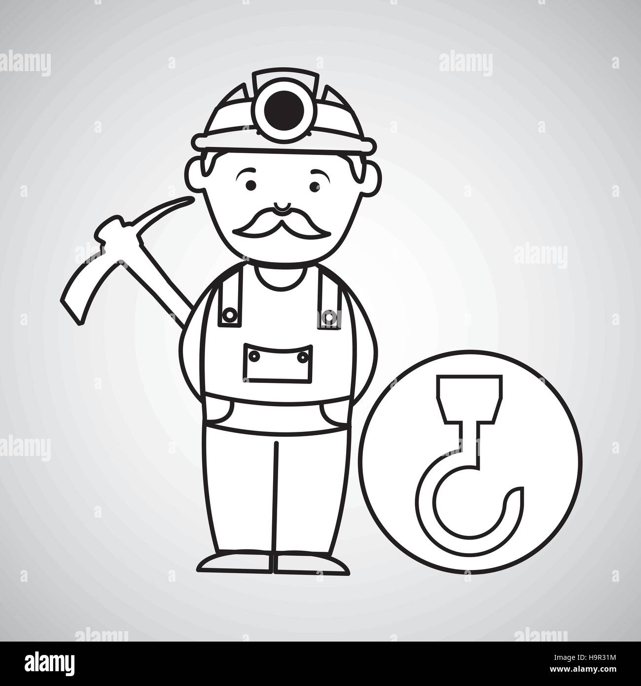 mine worker pickaxe with hook tool vector illustration eps 10 Stock ...