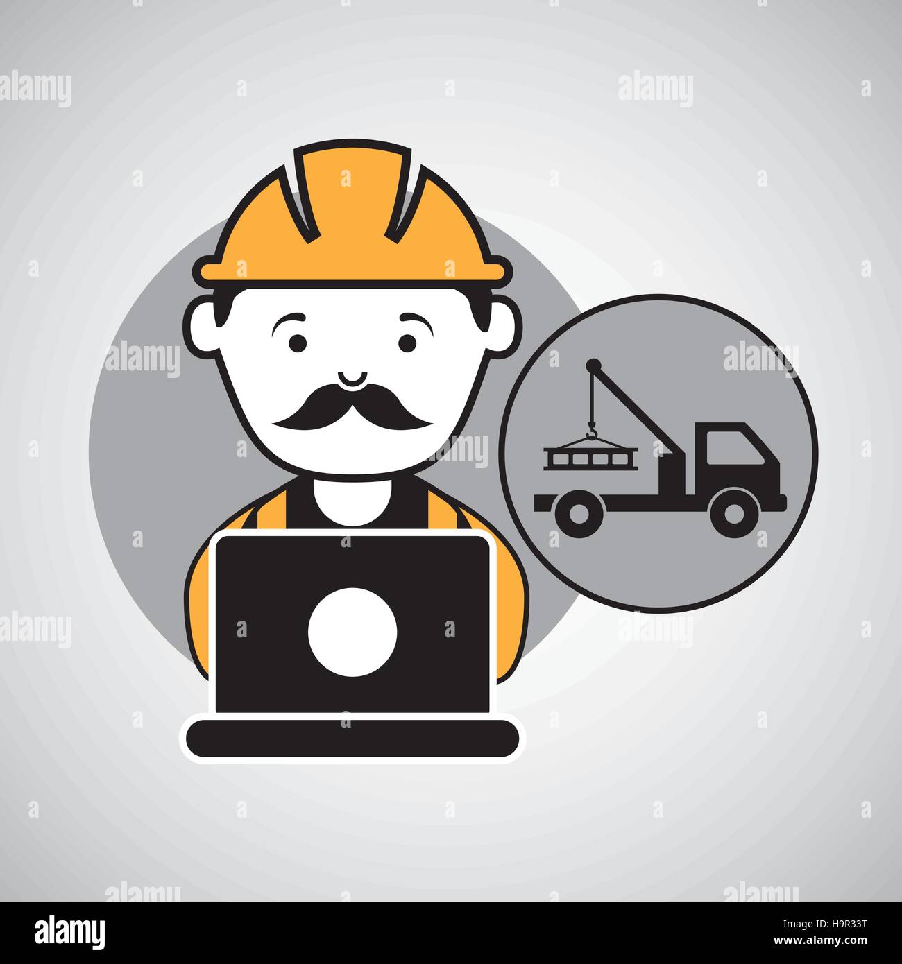under construction laptop worker tow car vector illustration eps 10 ...