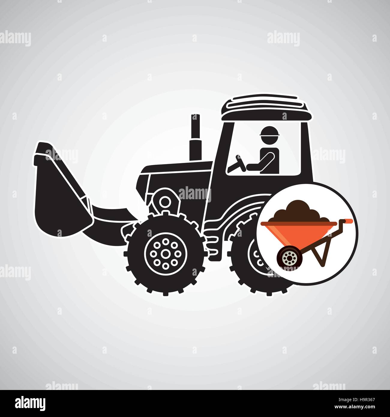 Construction Truck Concept Wheelbarrow Design Vector Illustration Eps