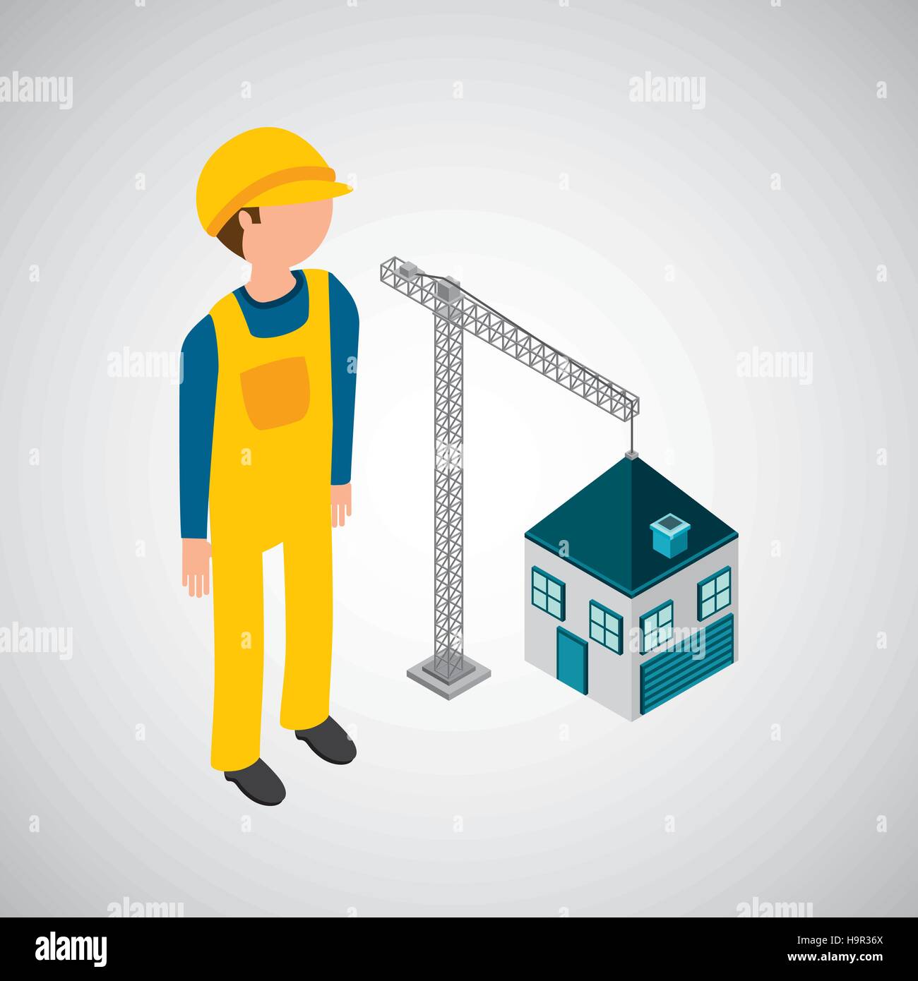 under construction worker crane new house vector illustration eps 10 ...
