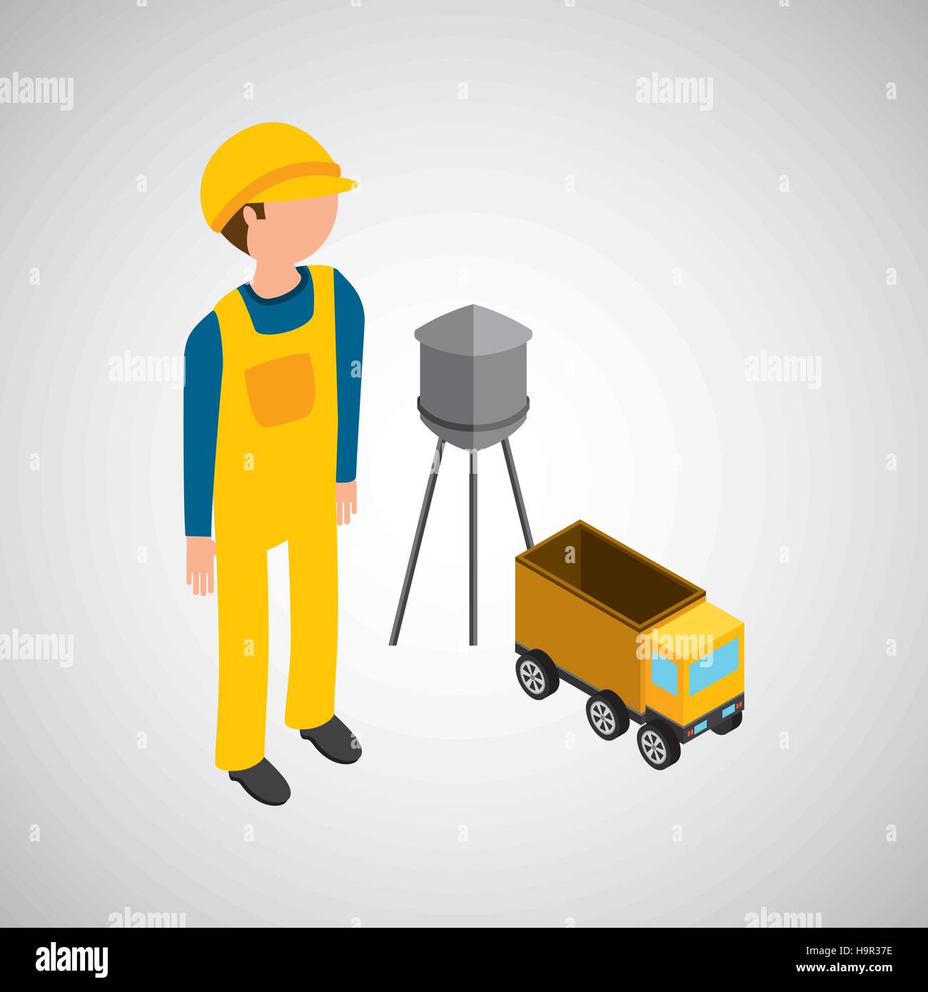 under construction worker with dump truck vector illustration eps 10 Stock Vector Image & Art ...