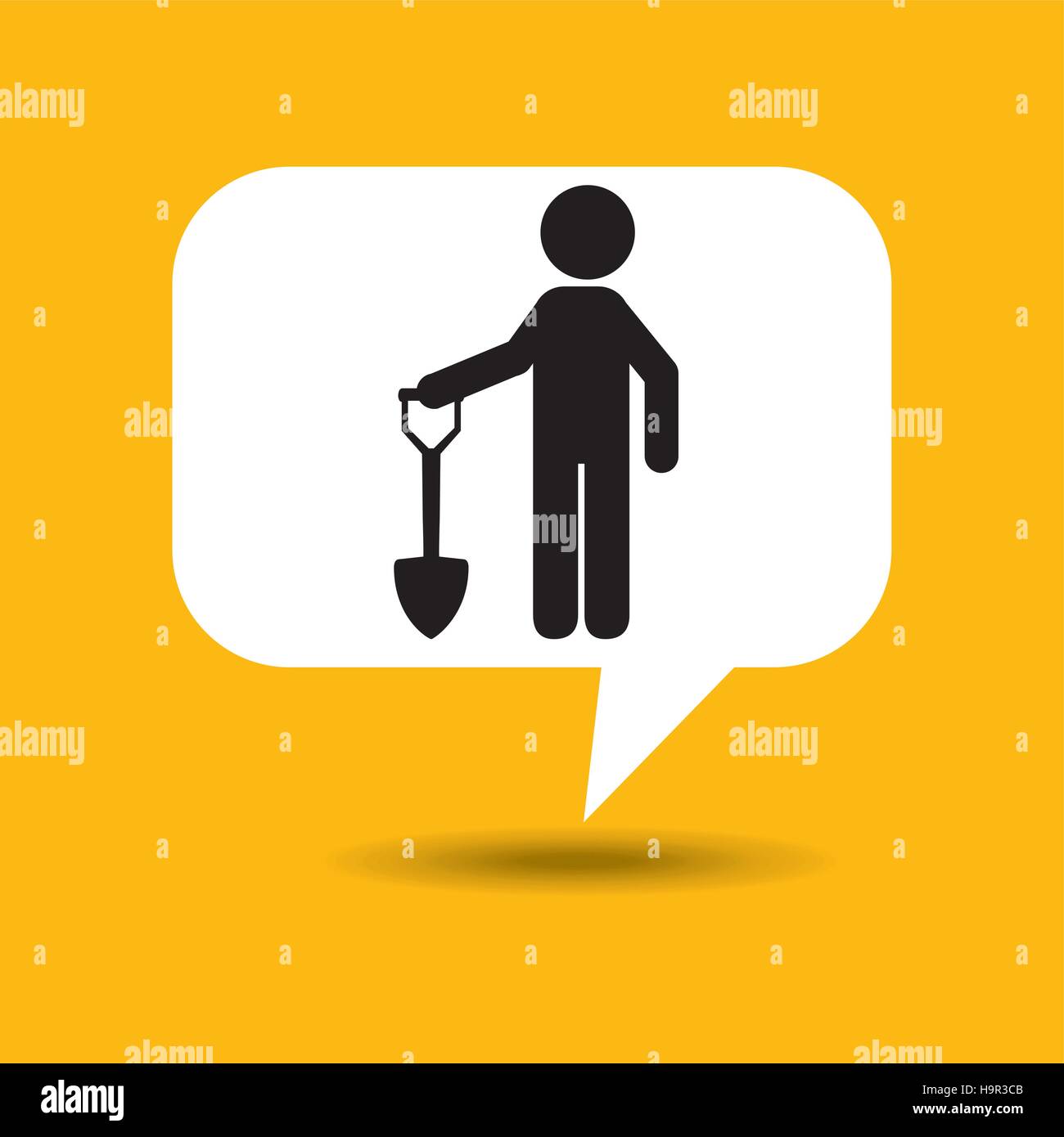 under construction road sign man and shovel vector illustration eps 10 ...