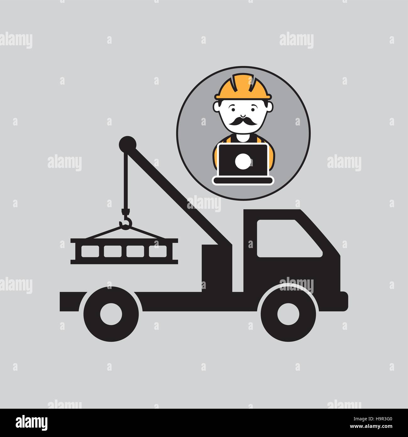 under construction laptop worker tow car vector illustration eps 10 ...