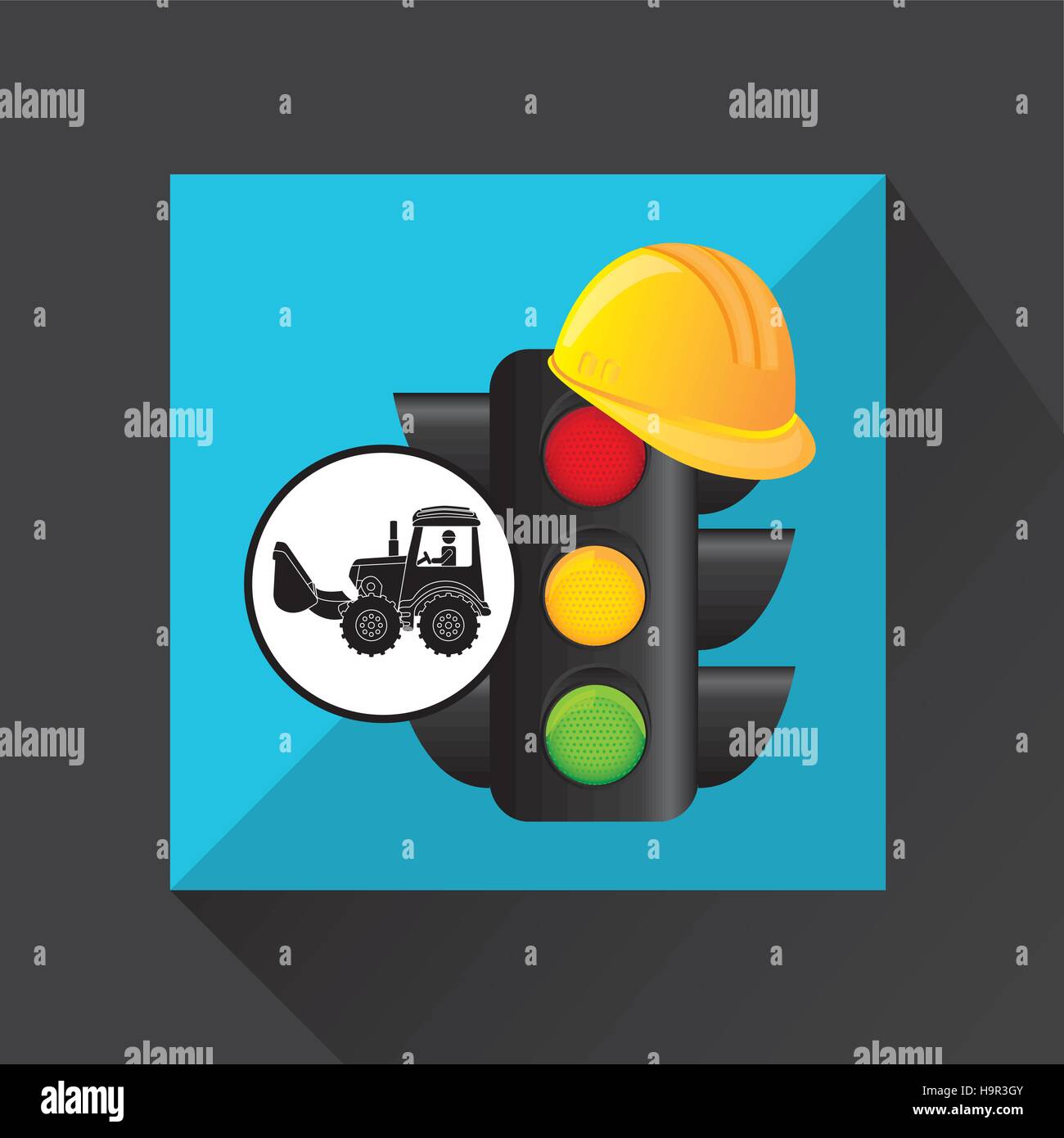 construction truck concept traffic light helmet design vector ...
