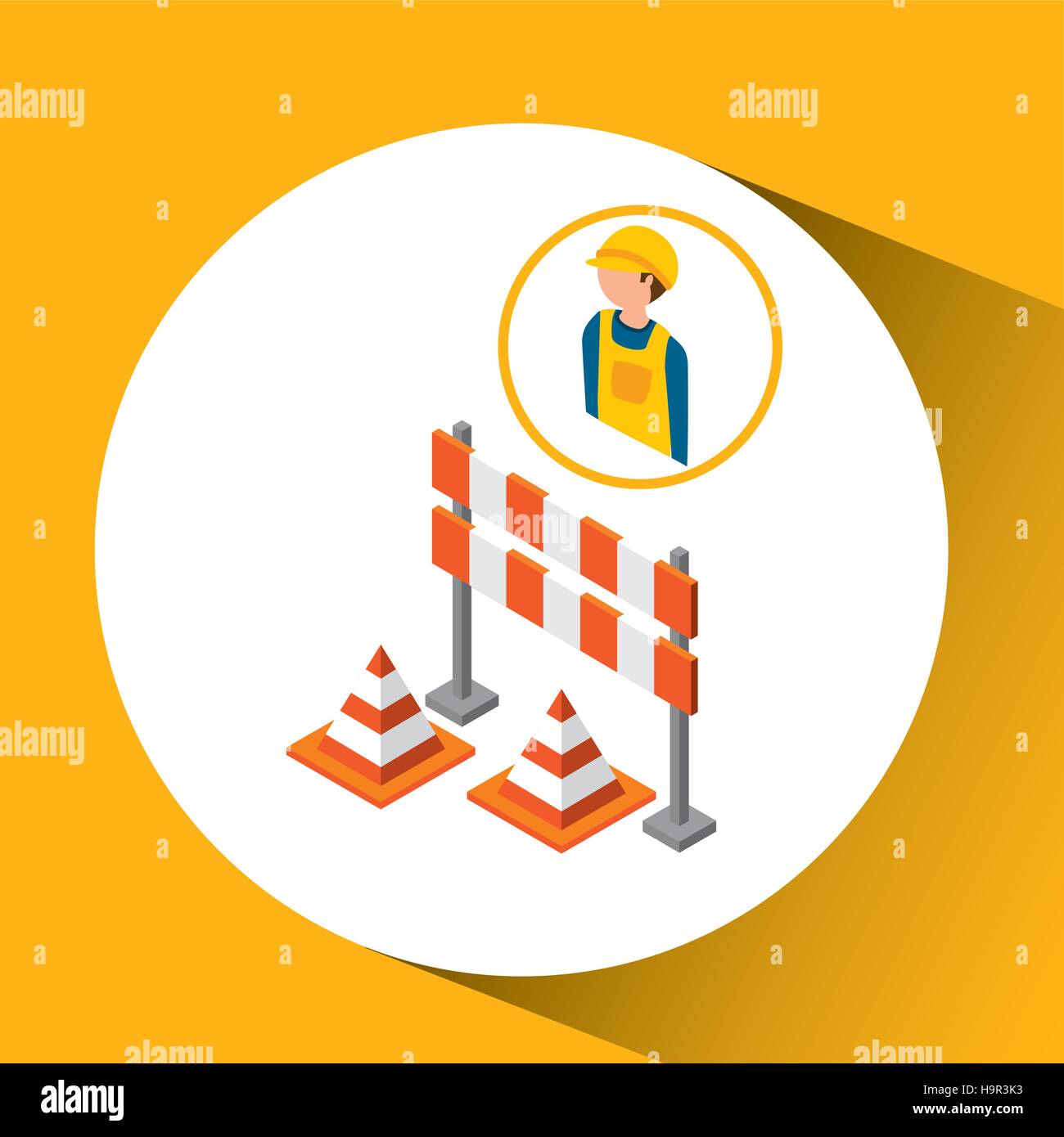 under construction worker barrier cone vector illustration eps 10 Stock ...