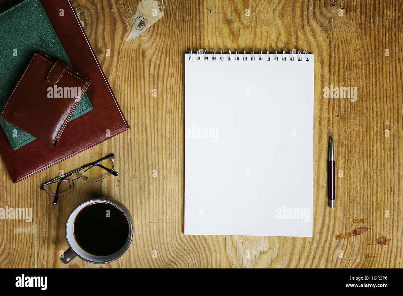 table write hand office view Stock Photo - Alamy