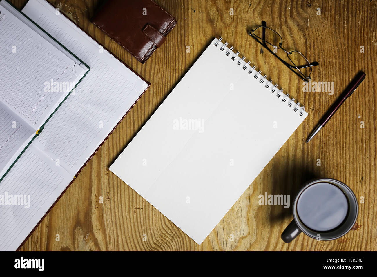 table write hand office view Stock Photo - Alamy