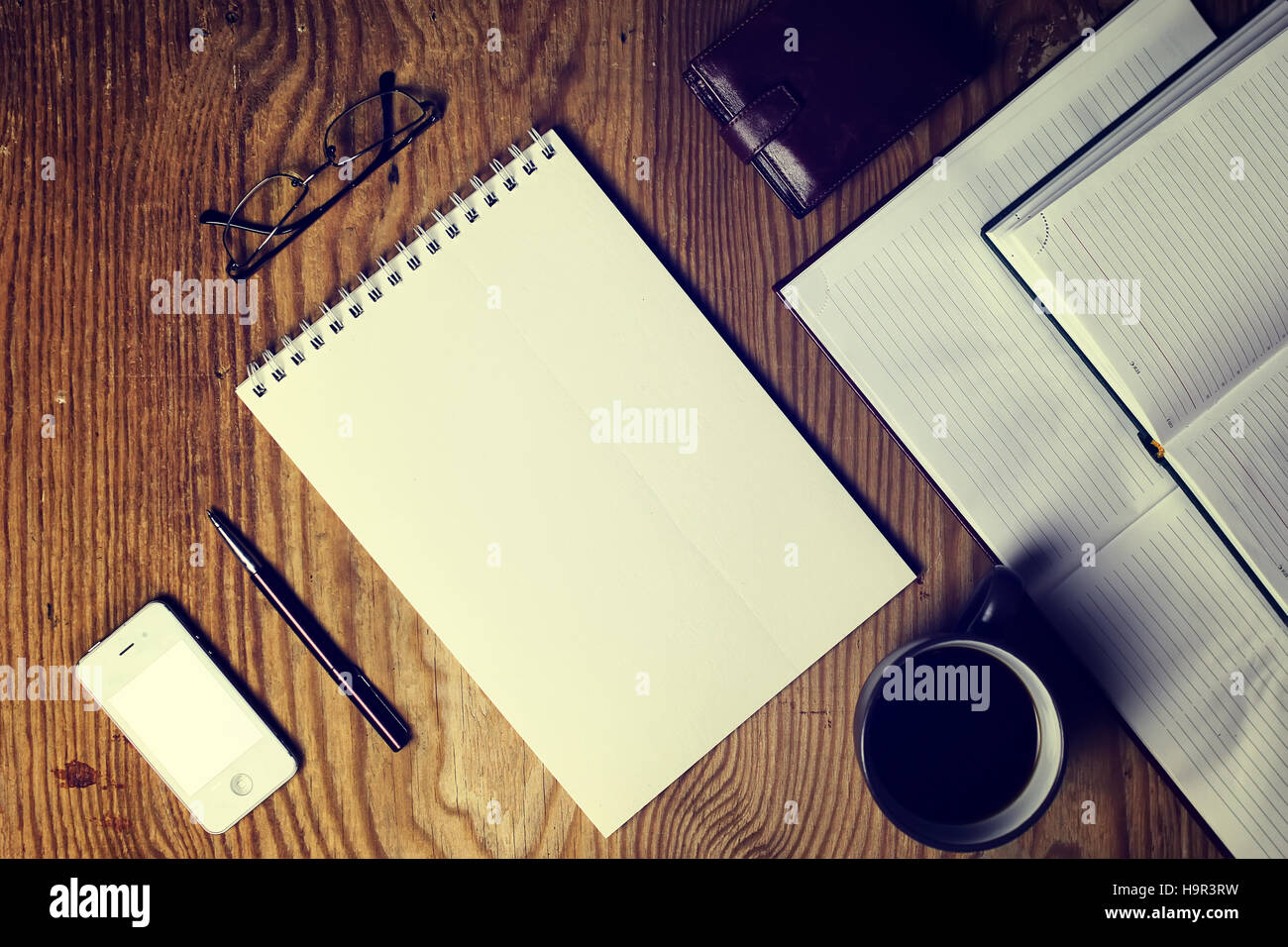 toned table write hand top view Stock Photo - Alamy